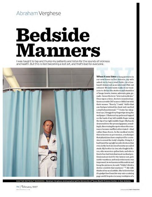 Texas Monthly: Bedside Manners - Abraham Verghese