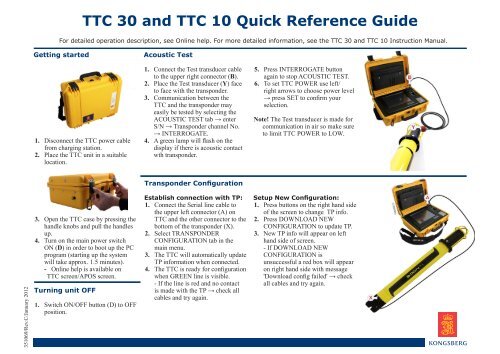 TTC 30 and TTC 10 Quick Reference Guide - Kongsberg Maritime