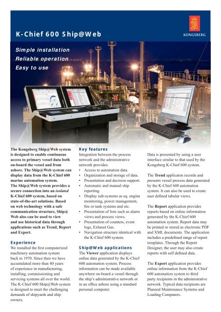 Product leaflet - K-Chief 600 Ship@web - Kongsberg Maritime