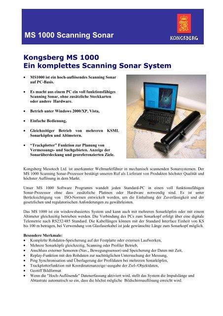 MS 1000 Scanning Sonar - Kongsberg Maritime