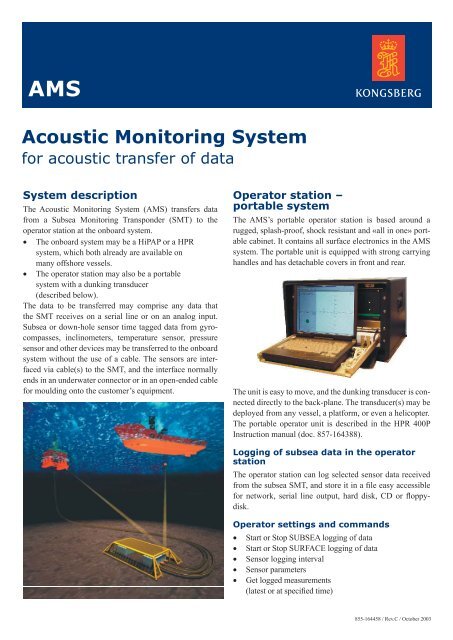 Acoustic monitoring system, AMS - Kongsberg Maritime