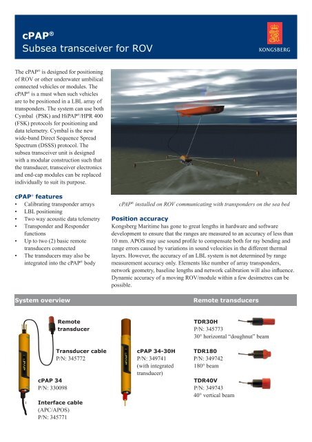 cPAPÂ® Subsea transceiver for ROV - Kongsberg Maritime