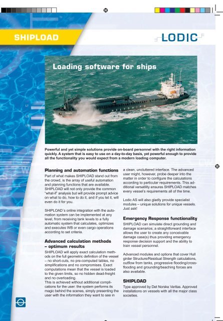 Product leaflet - ShipLoad loading software for ships