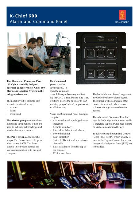 K-Chief 600 Alarm and Command Panel - Kongsberg Maritime