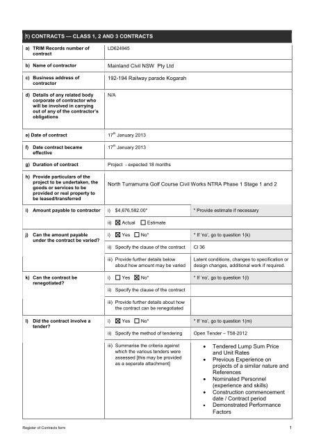 Contracts Register Form