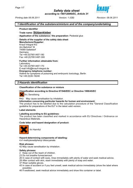Safety data sheet - bei Knauf Integral