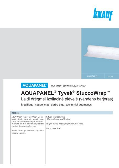 AQUAPANEL® Tyvek® StuccoWrapTM - Knauf