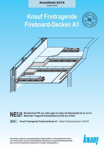 K219 Knauf Freitragende Fireboard-Decken A1 - Knauf Gips KG