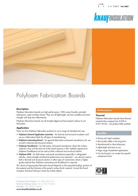 Polyfoam Fabrication Board - Knauf Insulation