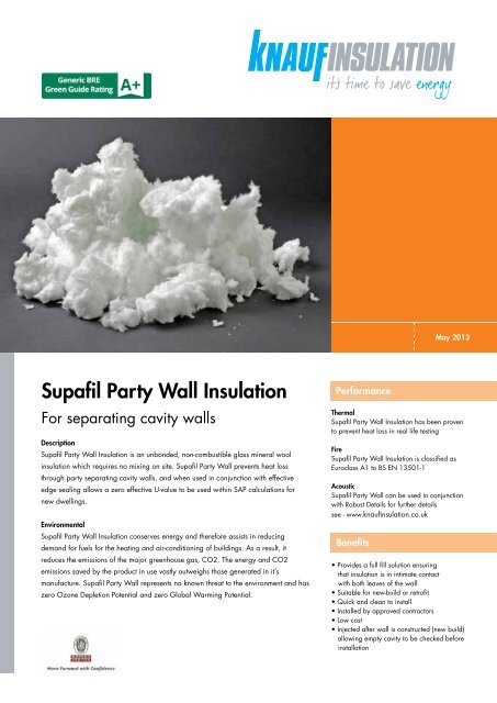 Supafil Party Wall Insulation - Knauf Insulation