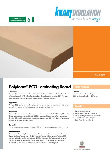 PolyfoamÂ® ECO Laminating Board - Knauf Insulation