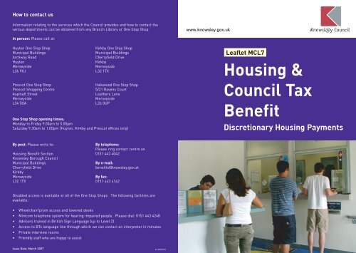 Leaflet MCL7 Housing & Council Tax Benefit ... - Knowsley Council