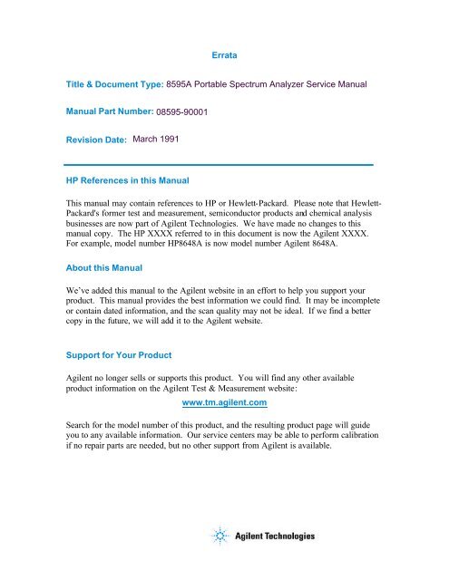 HP 8595A Service Manual