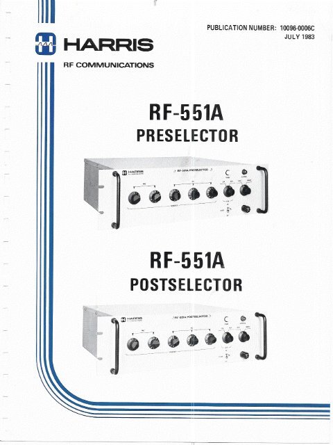 Harris RF551A Preselector Service