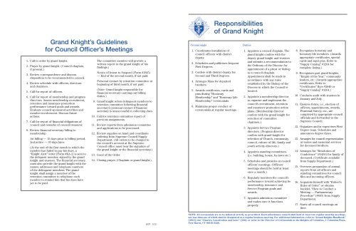 Responsibilities of Grand Knight - Knights of Columbus, Supreme ...