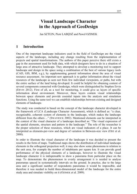 Visual Landscape Character in the Approach of GeoDesign