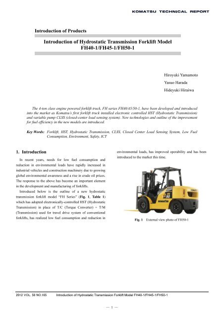 Introduction of Hydrostatic Transmission Forklift Model ... - Komatsu