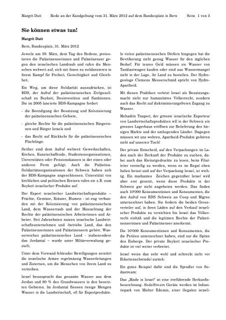 Margrit Dutt - Deutsche Koordinationskreis PalÃ¤stina Israel (KoPI)