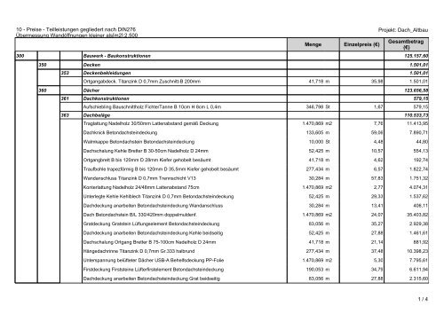 Kostenermittlung nach DIN 276