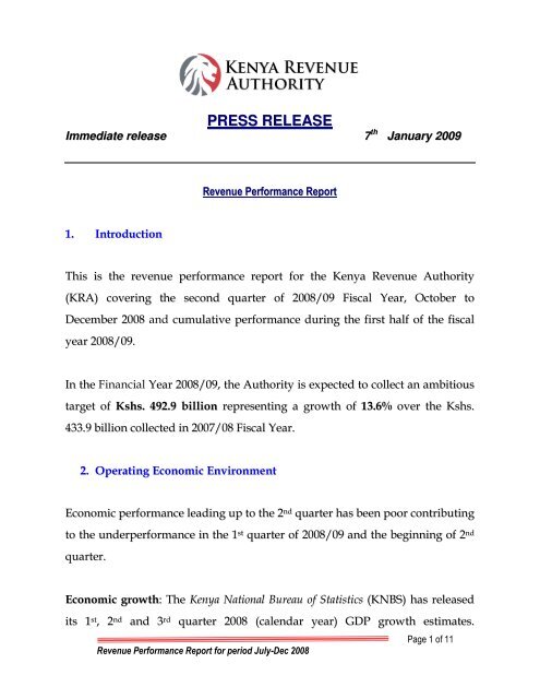 PRESS RELEASE - Kenya Revenue Authority