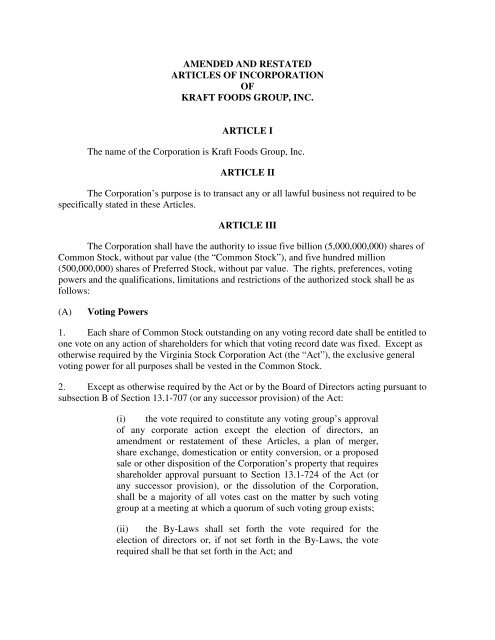 AMENDED AND RESTATED ARTICLES OF INCORPORATION OF ...