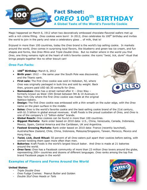 Fact Sheet: Oreo's 100th Birthday