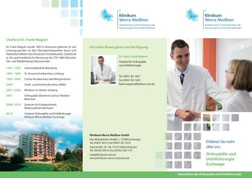Flyer Orthopädie und Unfallchirurgie - Kreiskrankenhaus Eschwege ... Flyer Orthopädie und Unfallchirurgie - Kreiskrankenhaus Eschwege ...