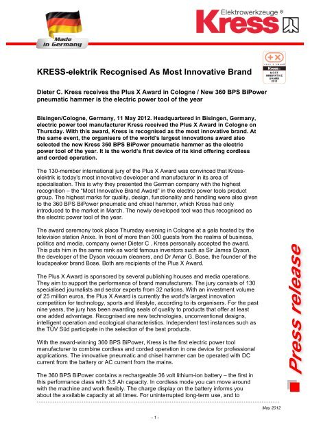 Press report | 237 KB - Kress