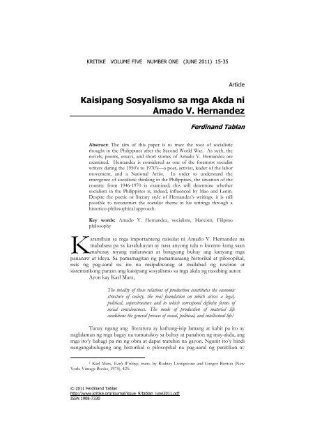 Tinalay Ni Ang Kanyang Akda Ang Suliraning | dekanyang