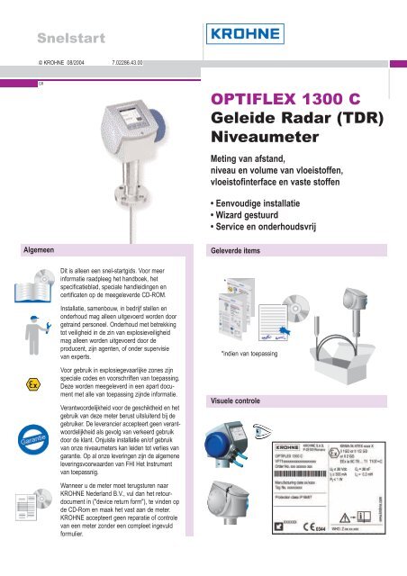 OPTIFLEX 1300 C Geleide Radar (TDR) Niveaumeter