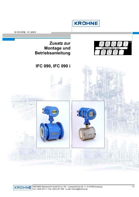 Zusatz zur Montage und Betriebsanleitung IFC 090, IFC 090 i