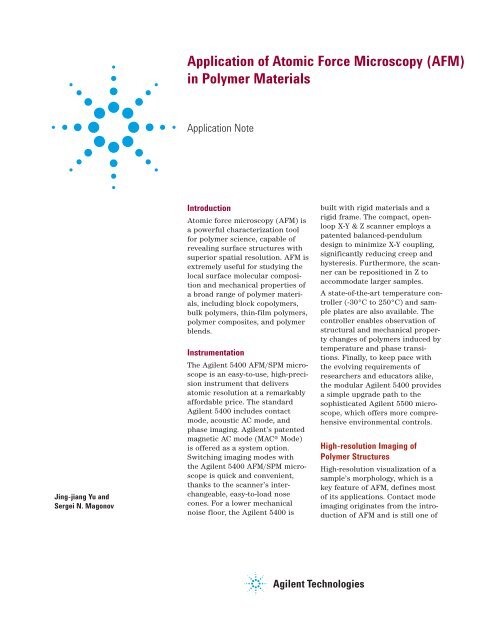 Application of Atomic Force Microscopy (AFM) in Polymer Materials Application of Atomic Force Microscopy (AFM) in Polymer Materials