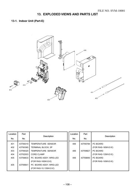 13. EXPLODED VIEWS AND PARTS LIST