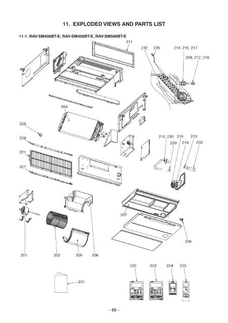 11. EXPLODED VIEWS AND PARTS LIST