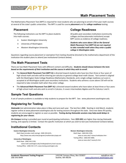Math Placement Tests