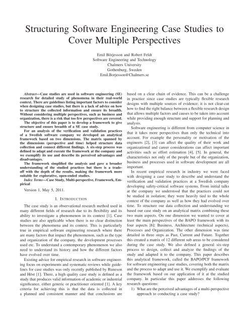 Structuring Software Engineering Case Studies to Cover Multiple ...