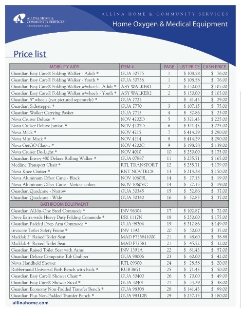 Price list - Allina Health