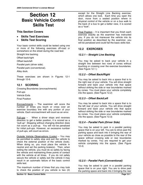 Section 12 Basic Vehicle Control Skills Test