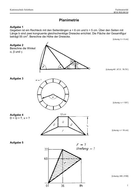 Planimetrie - Kantonsschule Solothurn