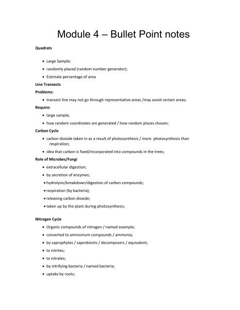 Module 4 – Bullet Point notes - The Student Room
