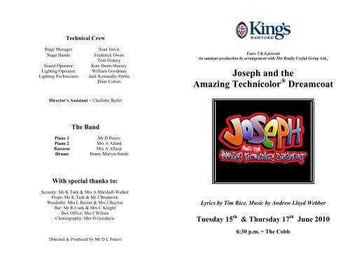 a cast list and production programme.