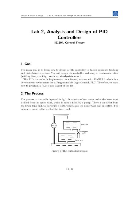 Lab 2, Analysis and Design of PID Controllers - KTH