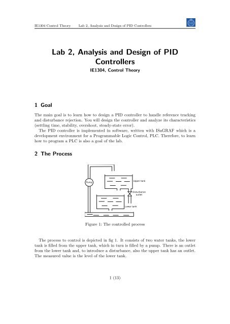 Lab 2, Analysis and Design of PID Controllers - KTH