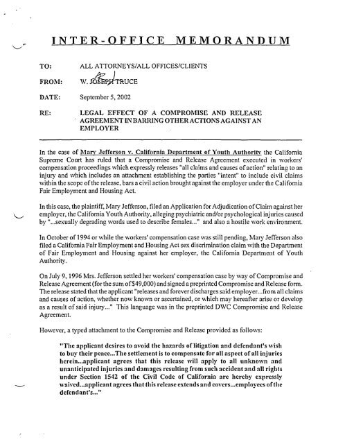 INTER-OFFICE MEMORANDUM