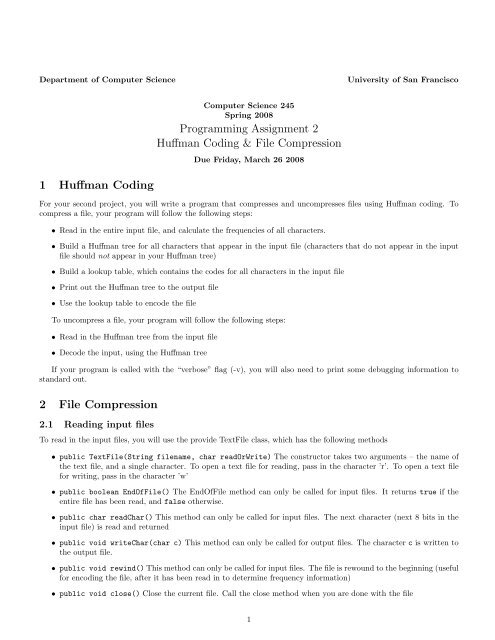 Programming Assignment 2 Huffman Coding And File Compression 1