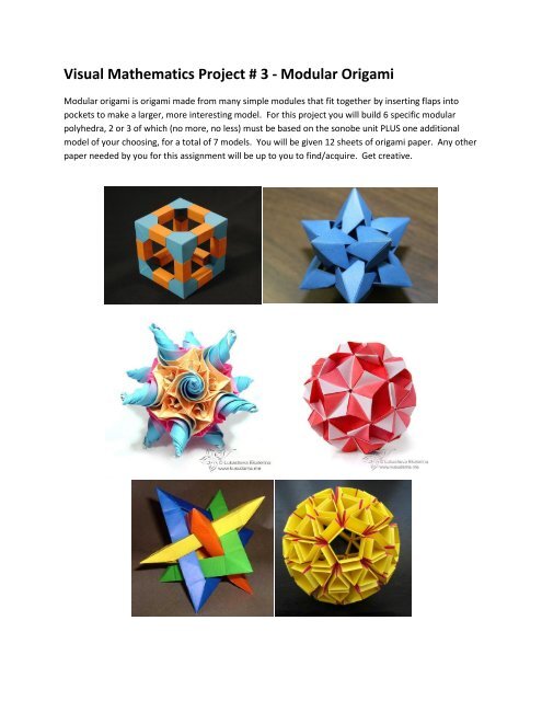 Visual Mathematics Project # 3 - Modular Origami