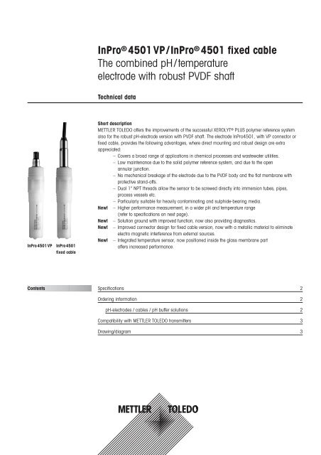 InProÂ®4501VP/InProÂ®4501 fixed cable The ... - Mettler Toledo