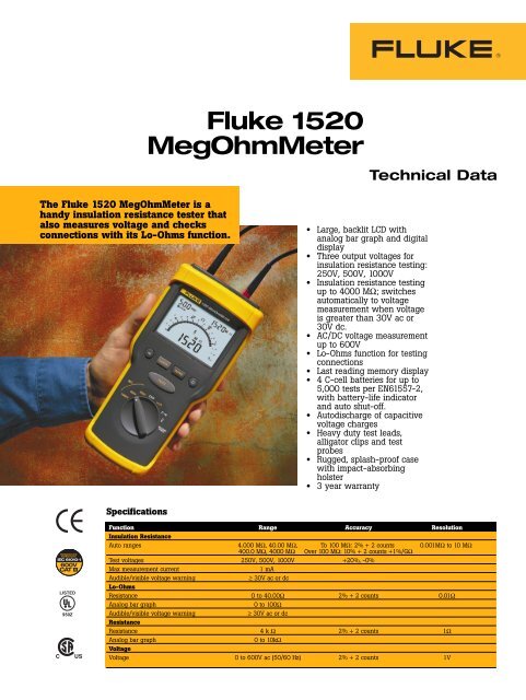 Fluke 1520 MegOhmMeter