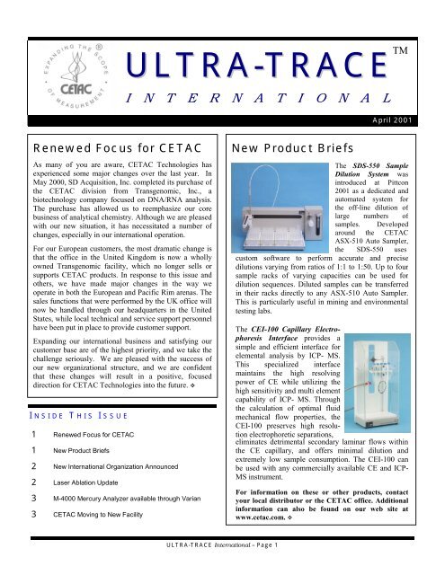 April 2001 - CETAC Technologies