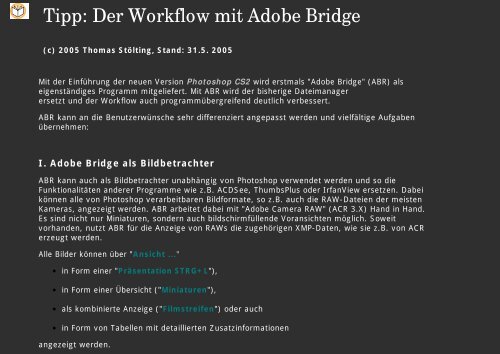 Der Workflow mit Adobe Bridge